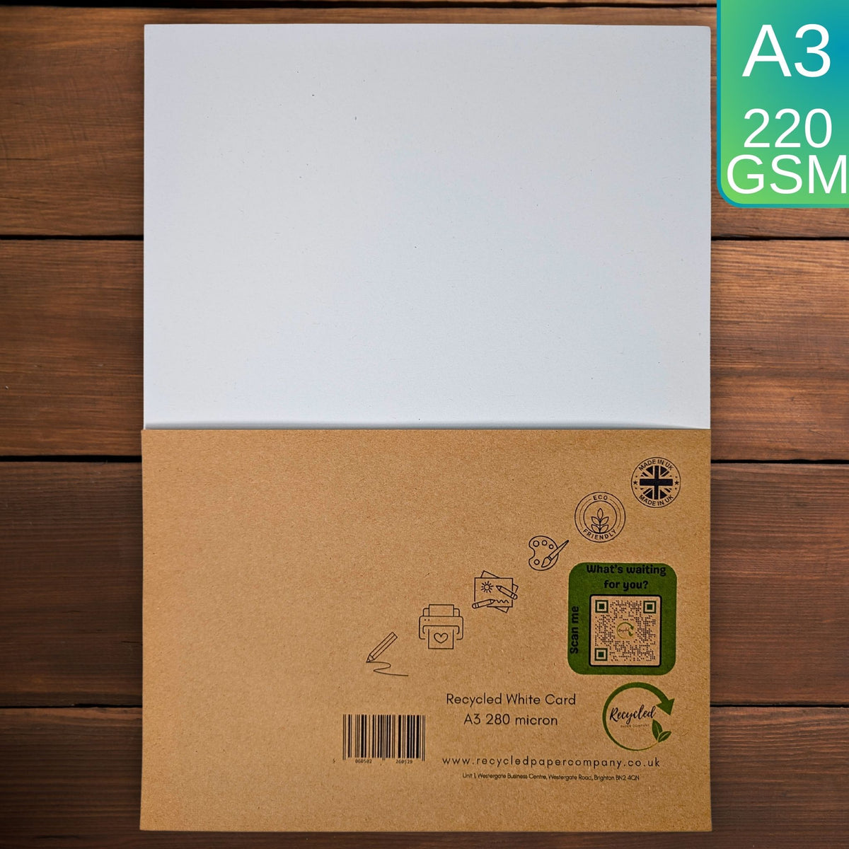 A3 White Recycled Card 220gsm - Thick, Textured, – Recycled Paper Company