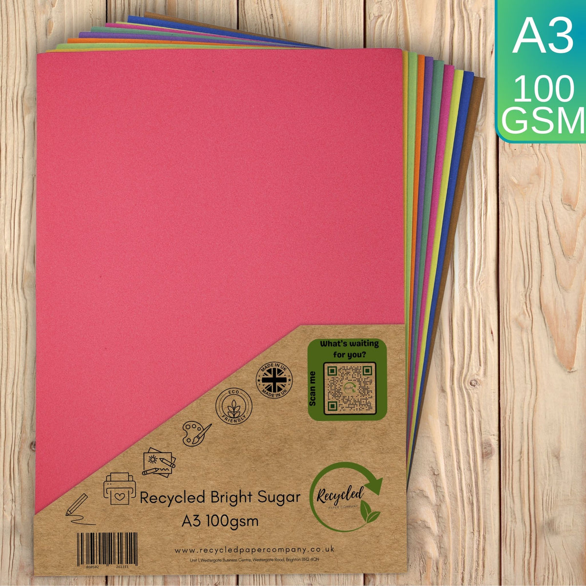 Bright A3 Sugar Paper 100gsm 10 Colours – Recycled Paper Company